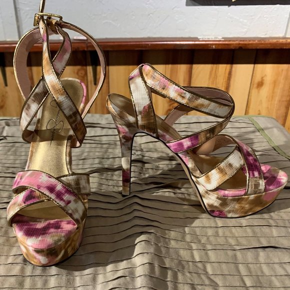 Jessica Simpson | Shoes | Jessica Simpson Floral Sling Back Heels ...